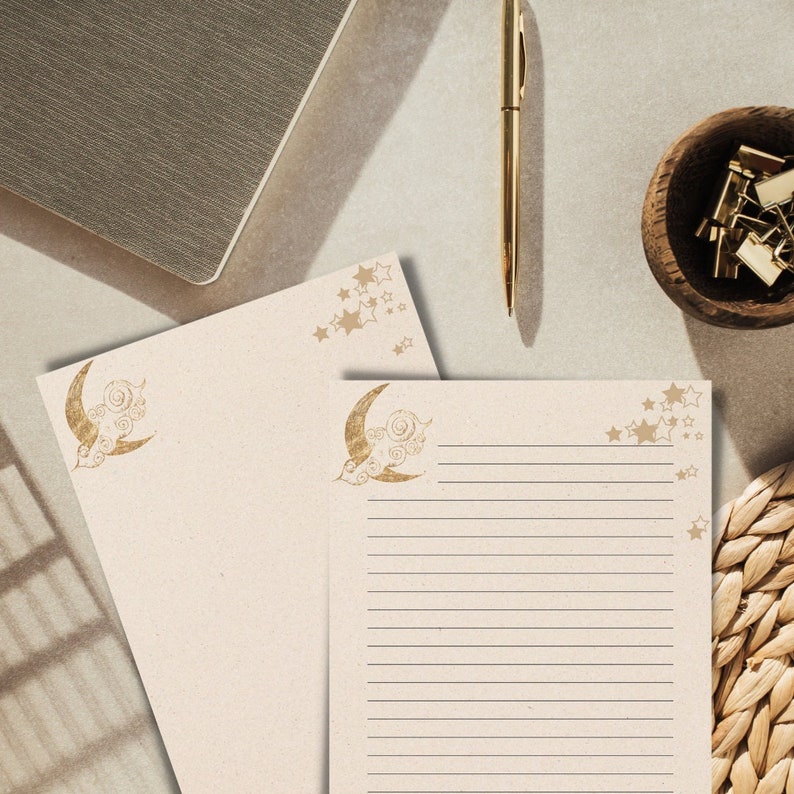 Moon and Stars Printable Stationery | Celestial Theme | Instant ...