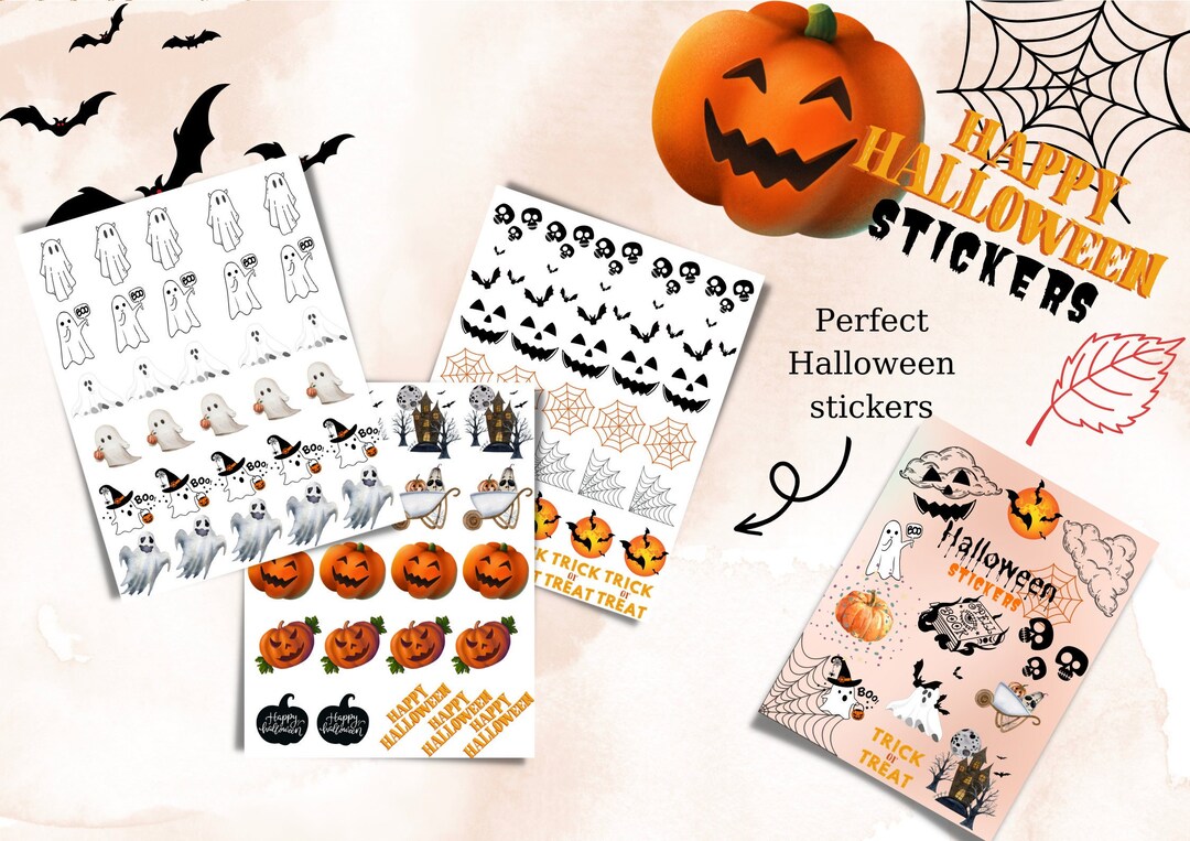 Halloween Digital Stickers Instant Download Cute Trick or - Etsy