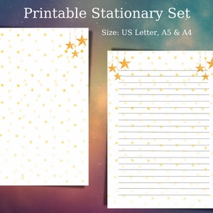 Star Paper, Star Line, Printable Stationary, Instant Download, Fillable ...