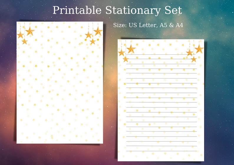 Star Paper Star Line Printable Stationary Instant Download - Etsy