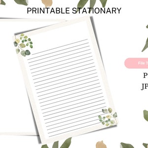 Botanical Letter Writing Paper Printable, Digital Download, Printable ...