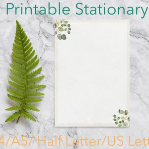 Botanical Letter Writing Paper Printable, Digital Download, Printable ...