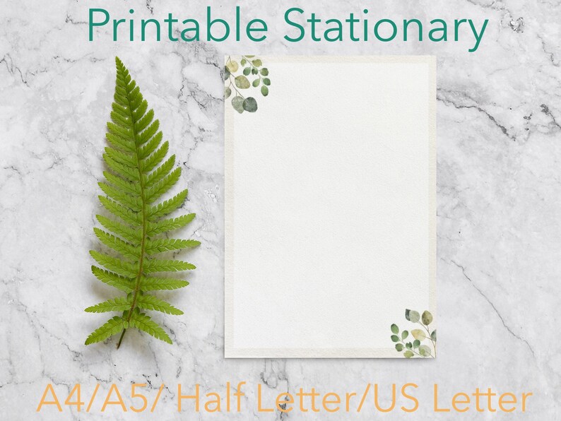 Botanical Letter Writing Paper Printable, Digital Download, Printable ...