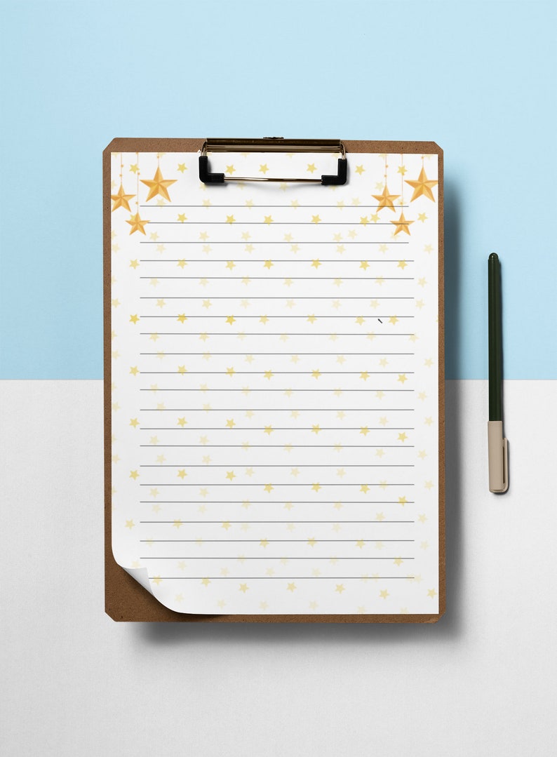 Star Paper, Star Line, Printable Stationary, Instant Download, Fillable ...