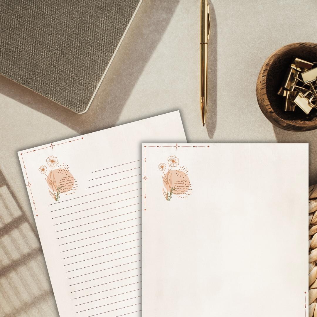 Wild Bloom Boho Stationery Set | Floral Journal Pages (digital Download ...