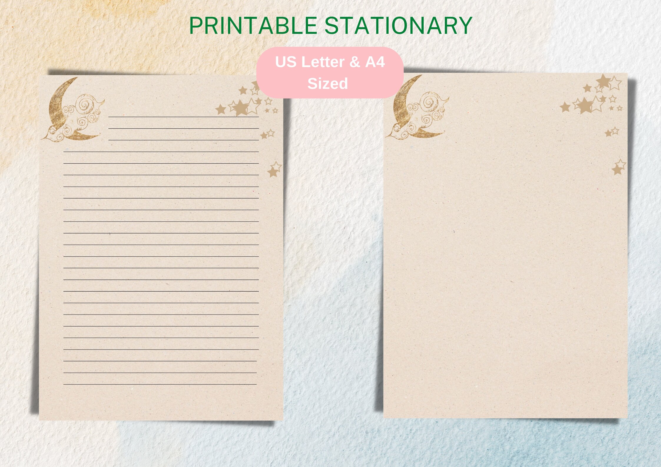 Moon and Stars Printable Stationery | Celestial Theme | Instant ...