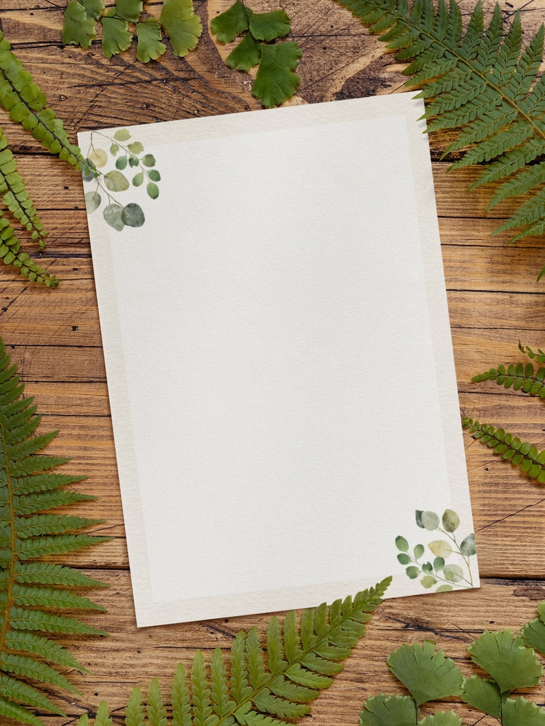 Botanical Letter Writing Paper Printable, Digital Download, Printable ...