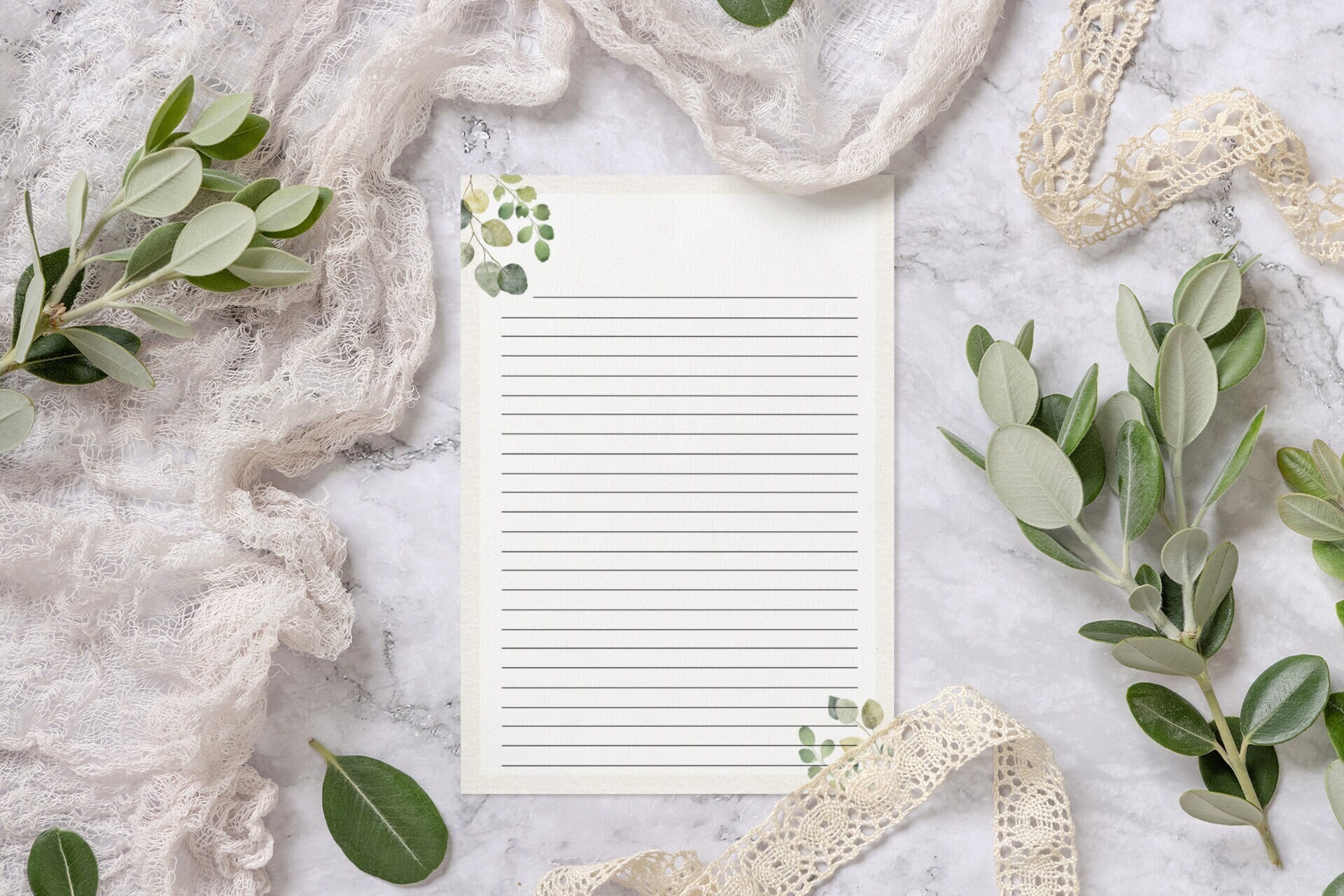 Botanical Letter Writing Paper Printable, Digital Download, Printable ...