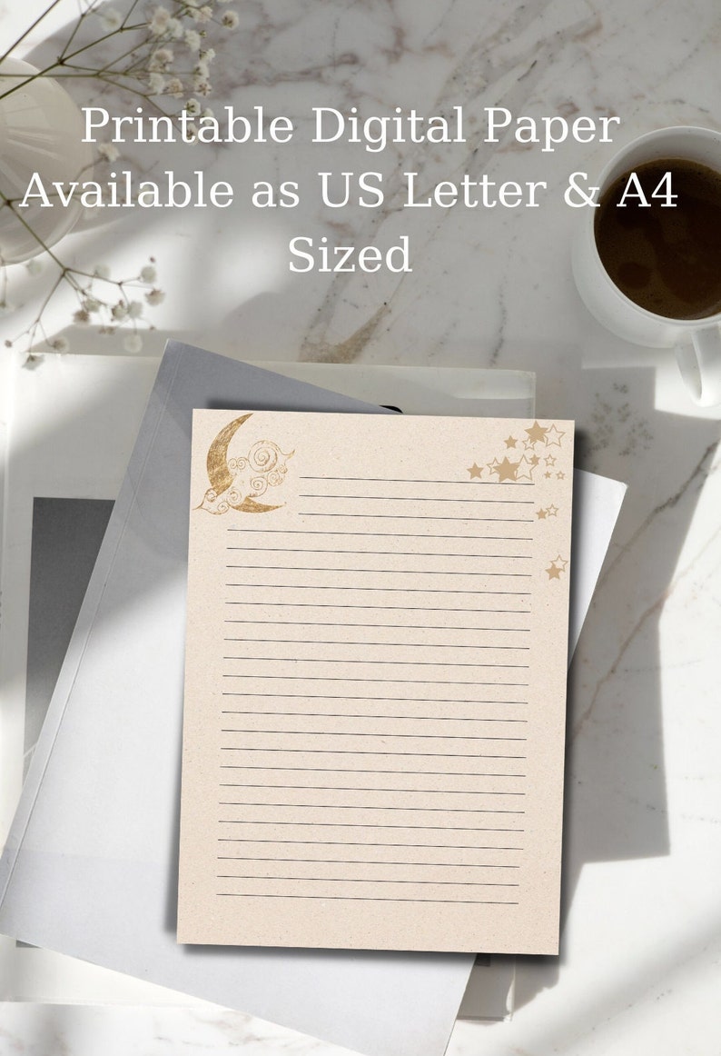 Moon and Stars Printable Stationery | Celestial Theme | Instant ...