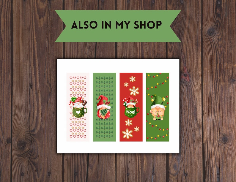 Printable Christmas Bookmarks, Gifts for Book Lover, Gnome Bookmark ...