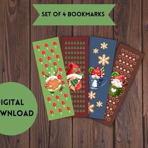 Printable Christmas Bookmarks, Gifts for Book Lover, Gnome Bookmark ...