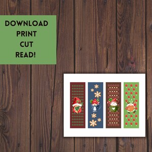 Printable Christmas Bookmarks, Gifts for Book Lover, Gnome Bookmark ...