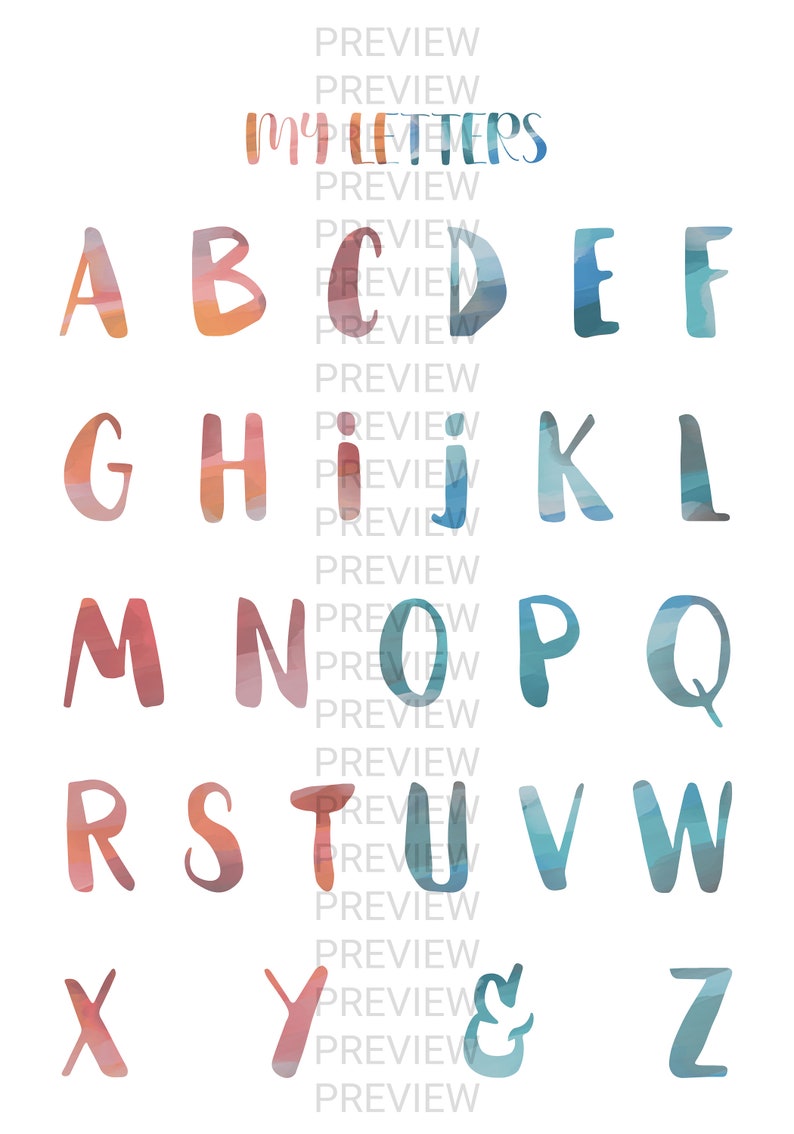 Colorful Posters Abc Printable Montessori Wall Art - Etsy