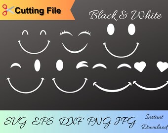 Smiley Face SVG Bundle Happy Face Svg Emoji Svg Smiley Face Clipart ...