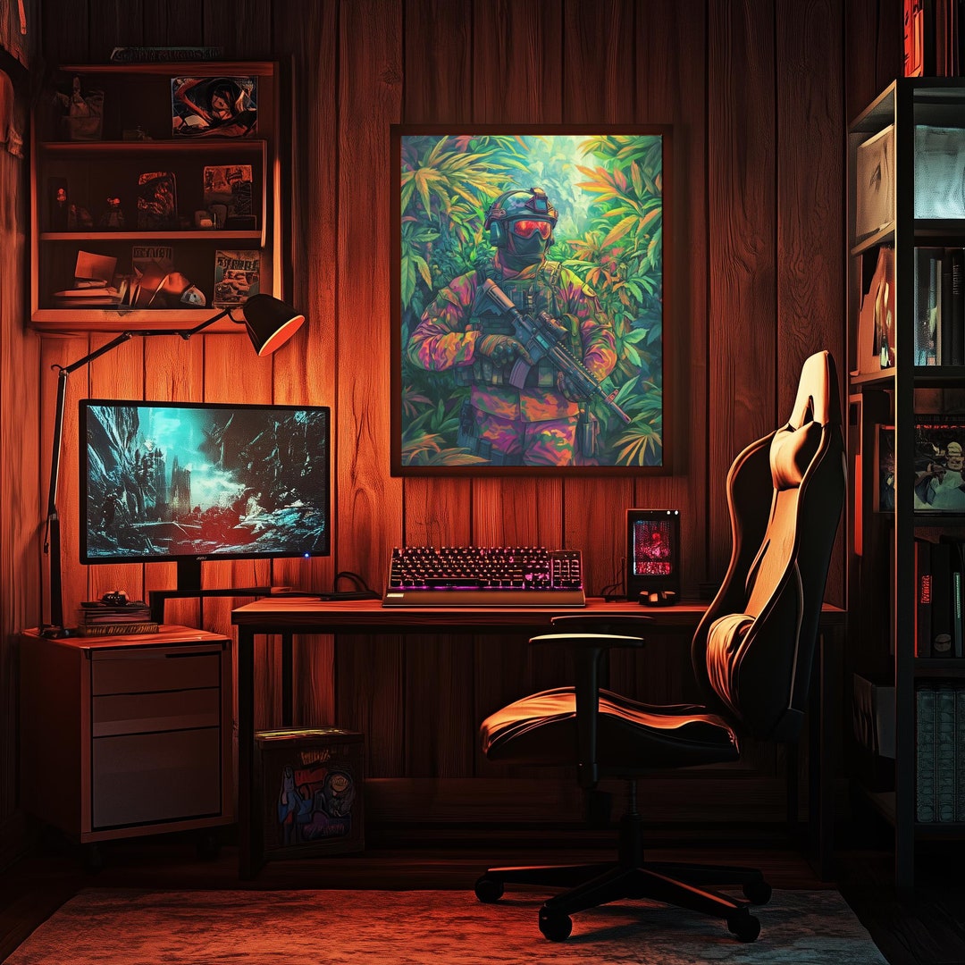 Unic Gaming Room Decor Custom Gamer Fps Poster in Hand-drawn Style ...
