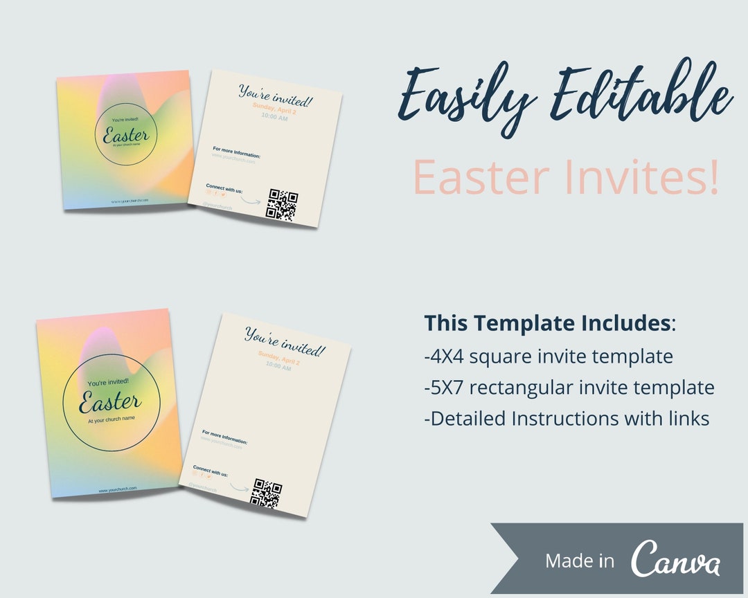 Church Invite Card, Easter Invite Card, Digital Download, Editable ...