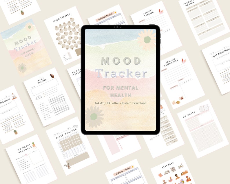 Mood Tracker for Mental Health, Printable Mental Health Planner, Mental ...