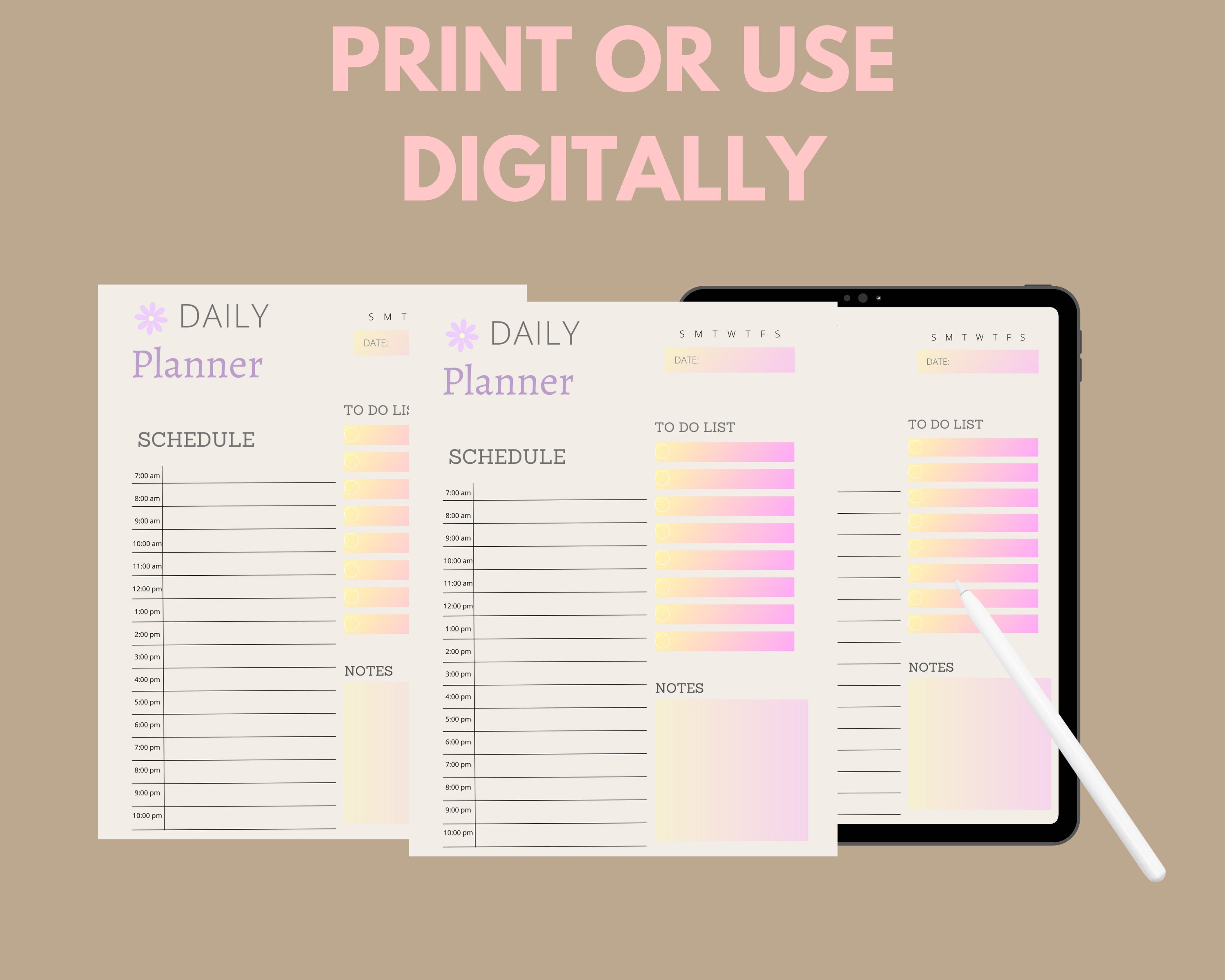 Single Daily Planner Page, Printable Daily Planner, Digital Daily ...