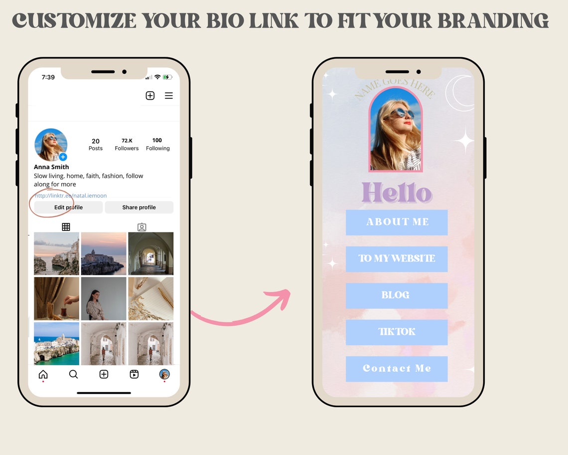 Instagram Link in Bio Template Canva, Instagram Landing Page, Canva Bio ...