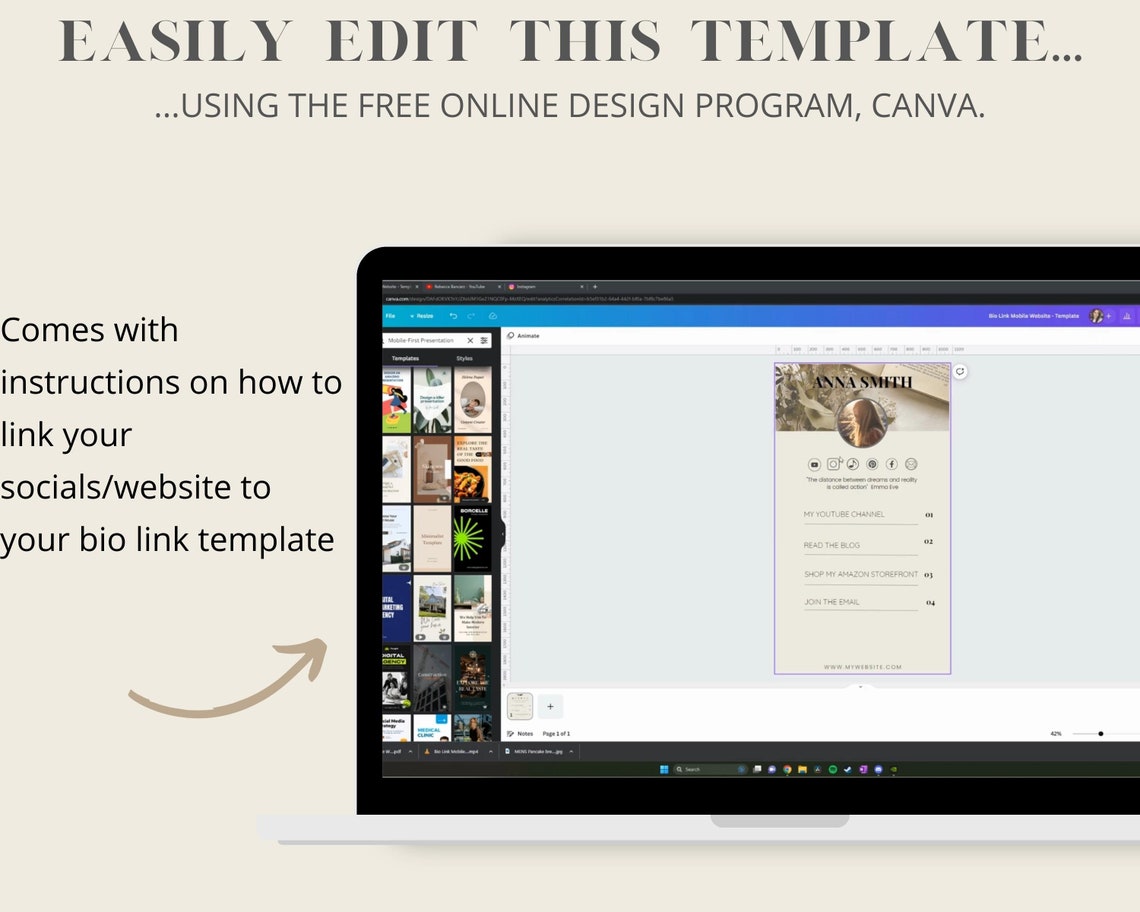 Bio Link Template, Instagram Link in Bio Website Template, Editable ...