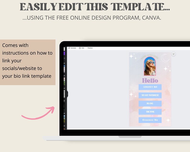 Instagram Link in Bio Template Canva, Instagram Landing Page, Canva Bio ...