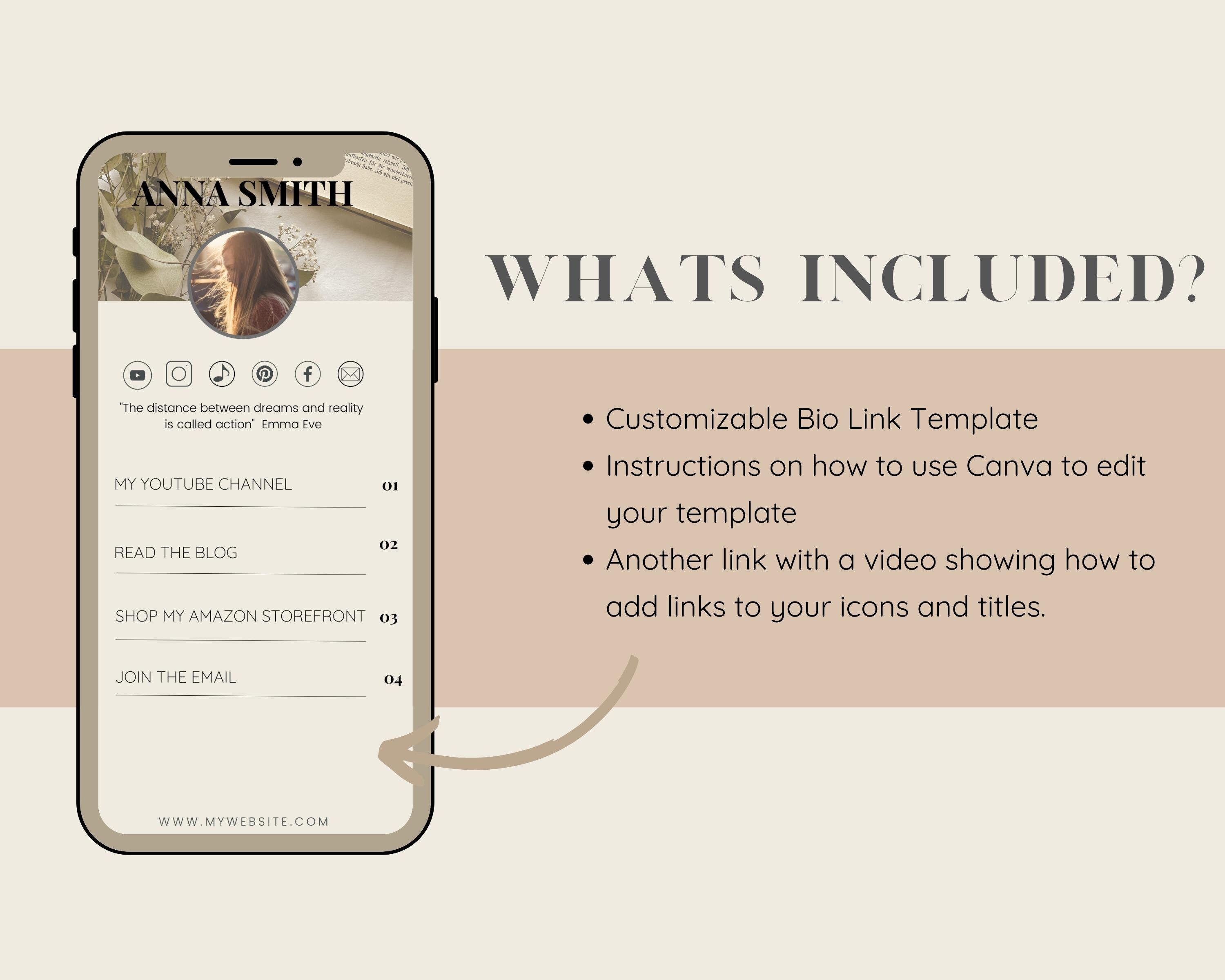 Bio Link Template, Instagram Link in Bio Website Template, Editable ...