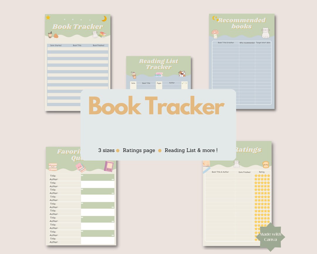 Book Reading Planner Bundle Printable, Reading Journal Book Tracker ...