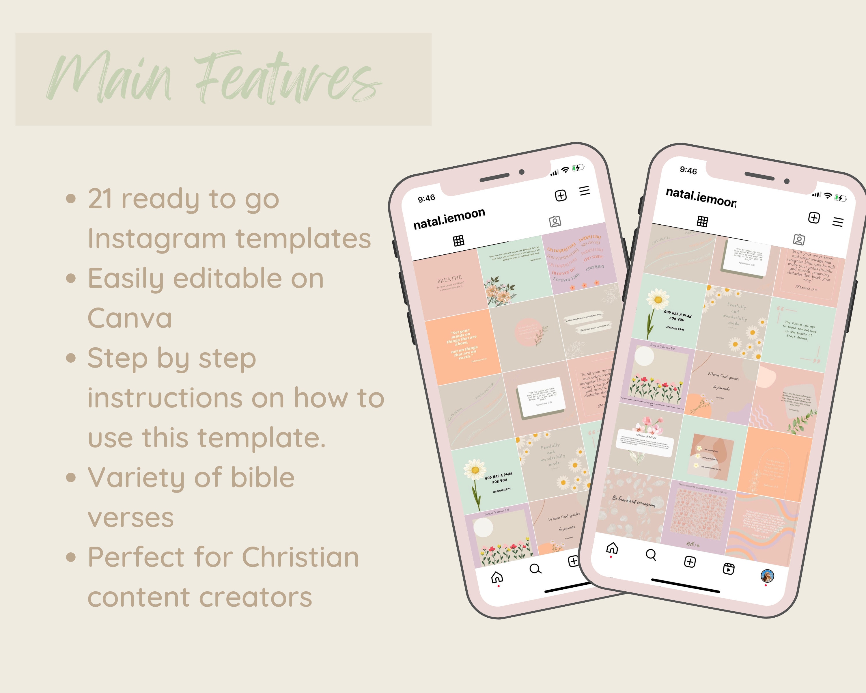 Bible Verses for Instagram, Christian Instagram Post Template, Bible ...