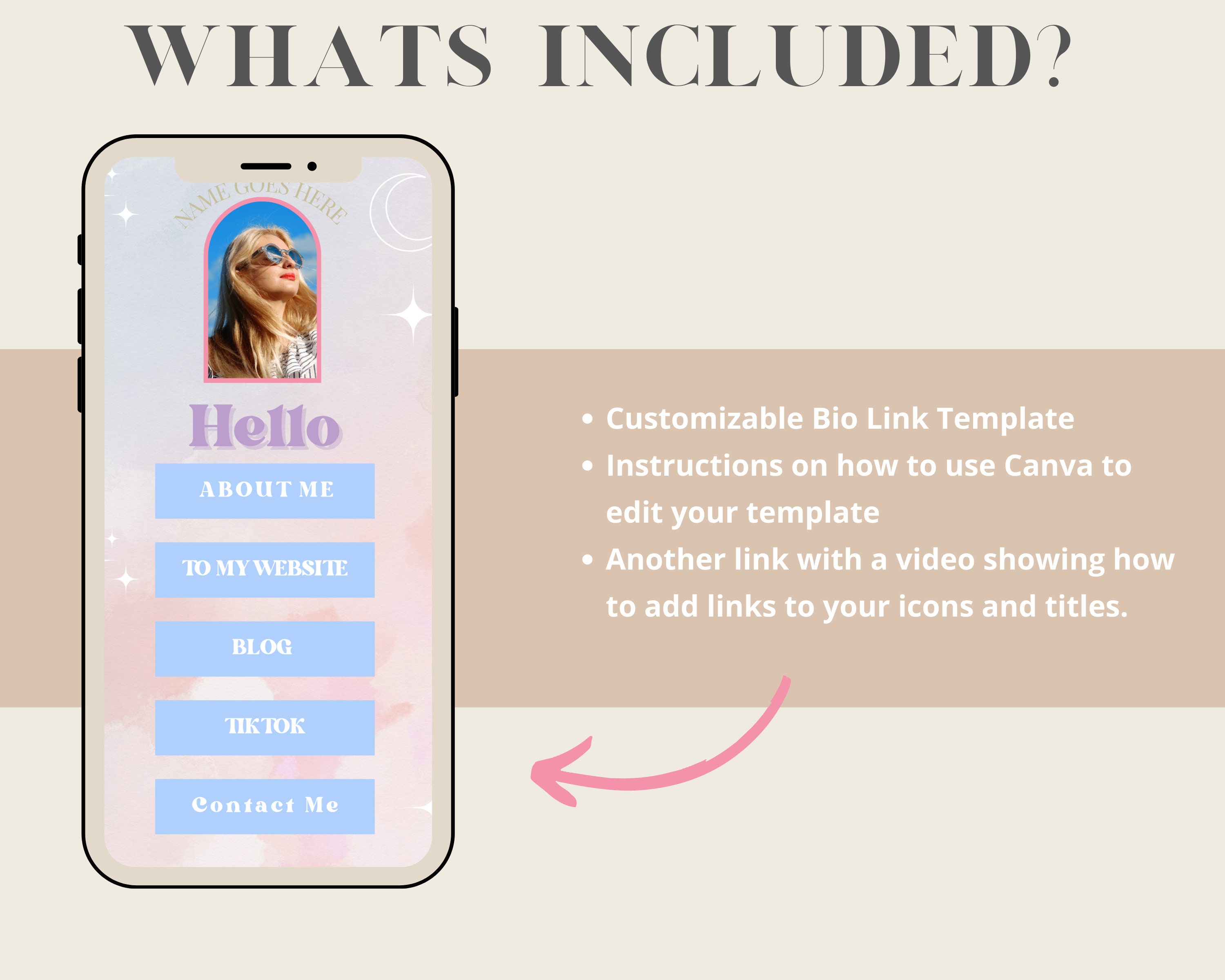Instagram Link in Bio Template Canva, Instagram Landing Page, Canva Bio ...