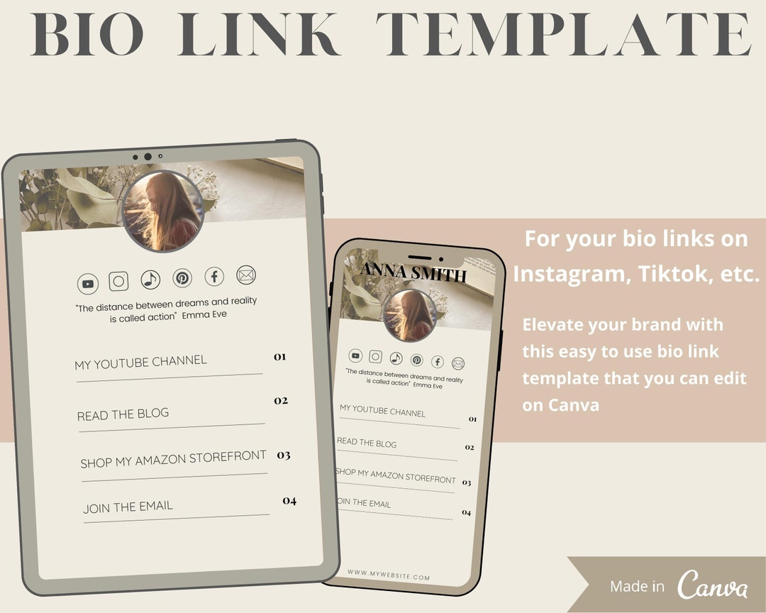 Bio Link Template, Instagram Link in Bio Website Template, Editable ...