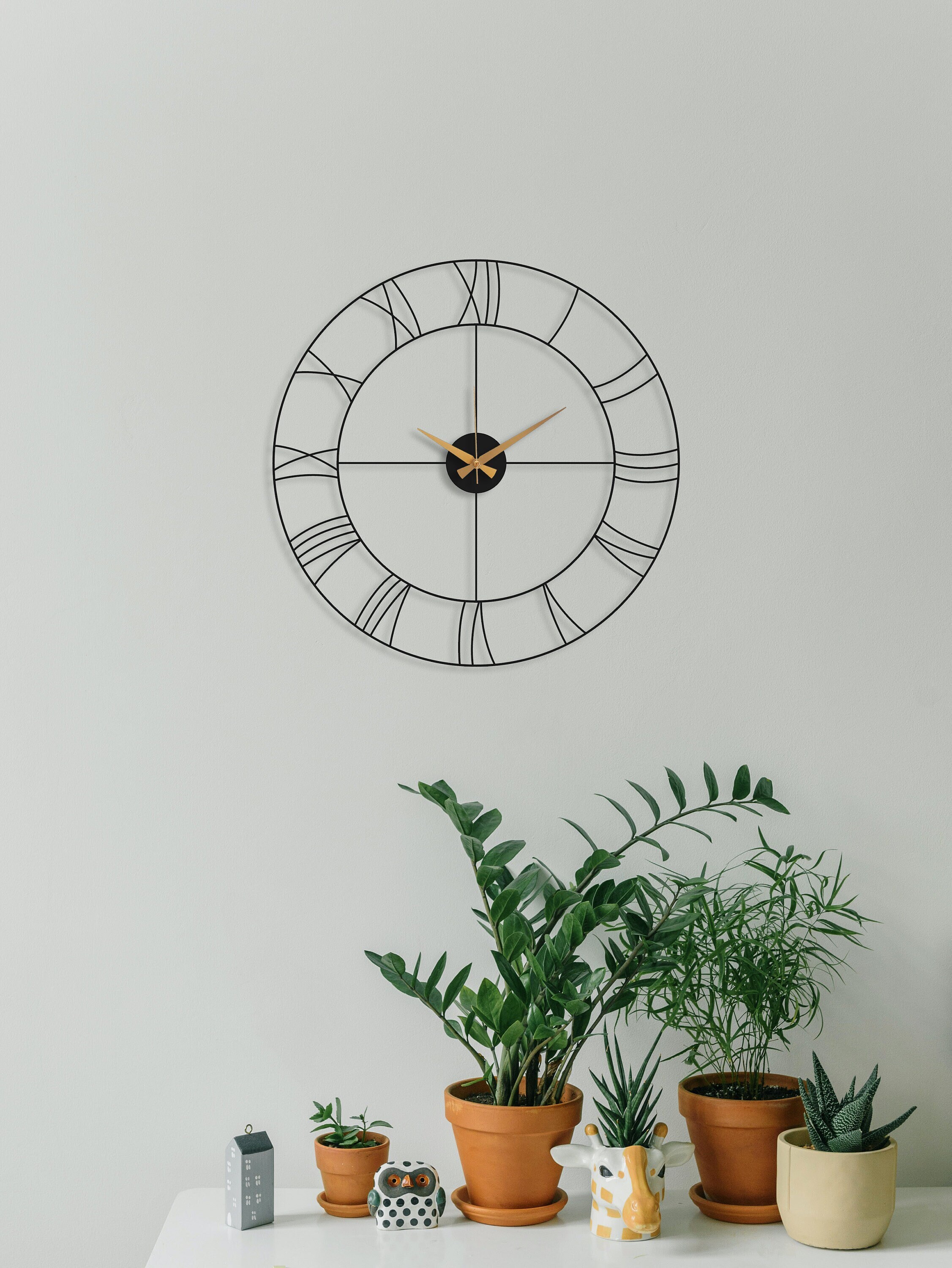 Metal Wall Clock, Modern Silent Metal Wall Clock, Black Wall Clock ...