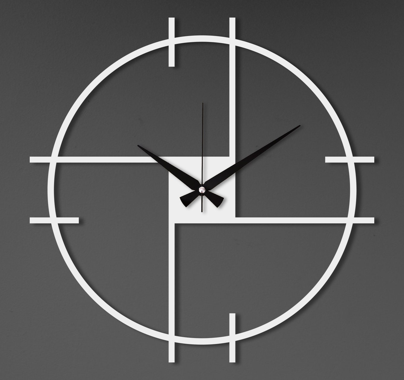 Minimalist Large Metal Wall Clock, Modern Line Metal Wall Clock ...