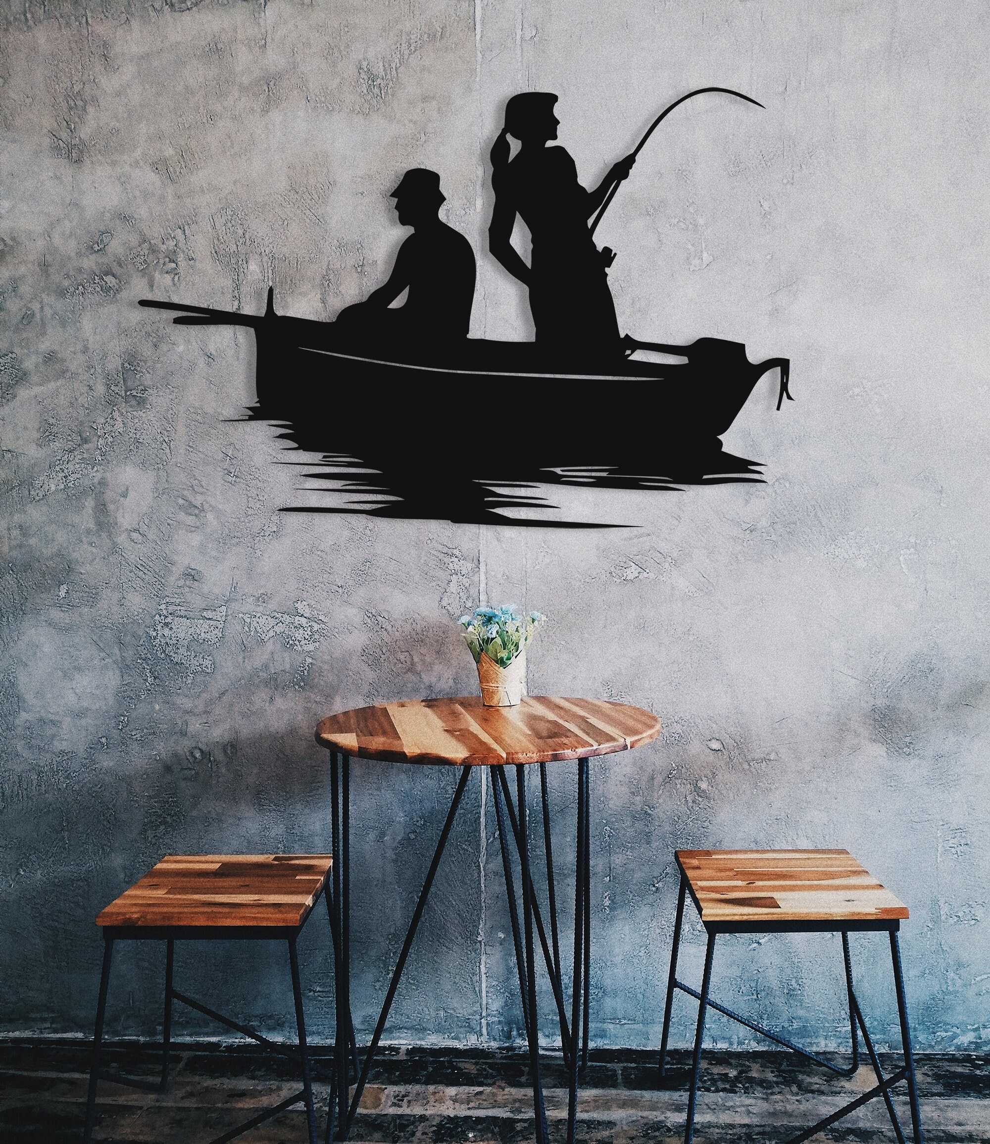 Fisherman Metal Wall Art, Fishing Home Decor - Etsy