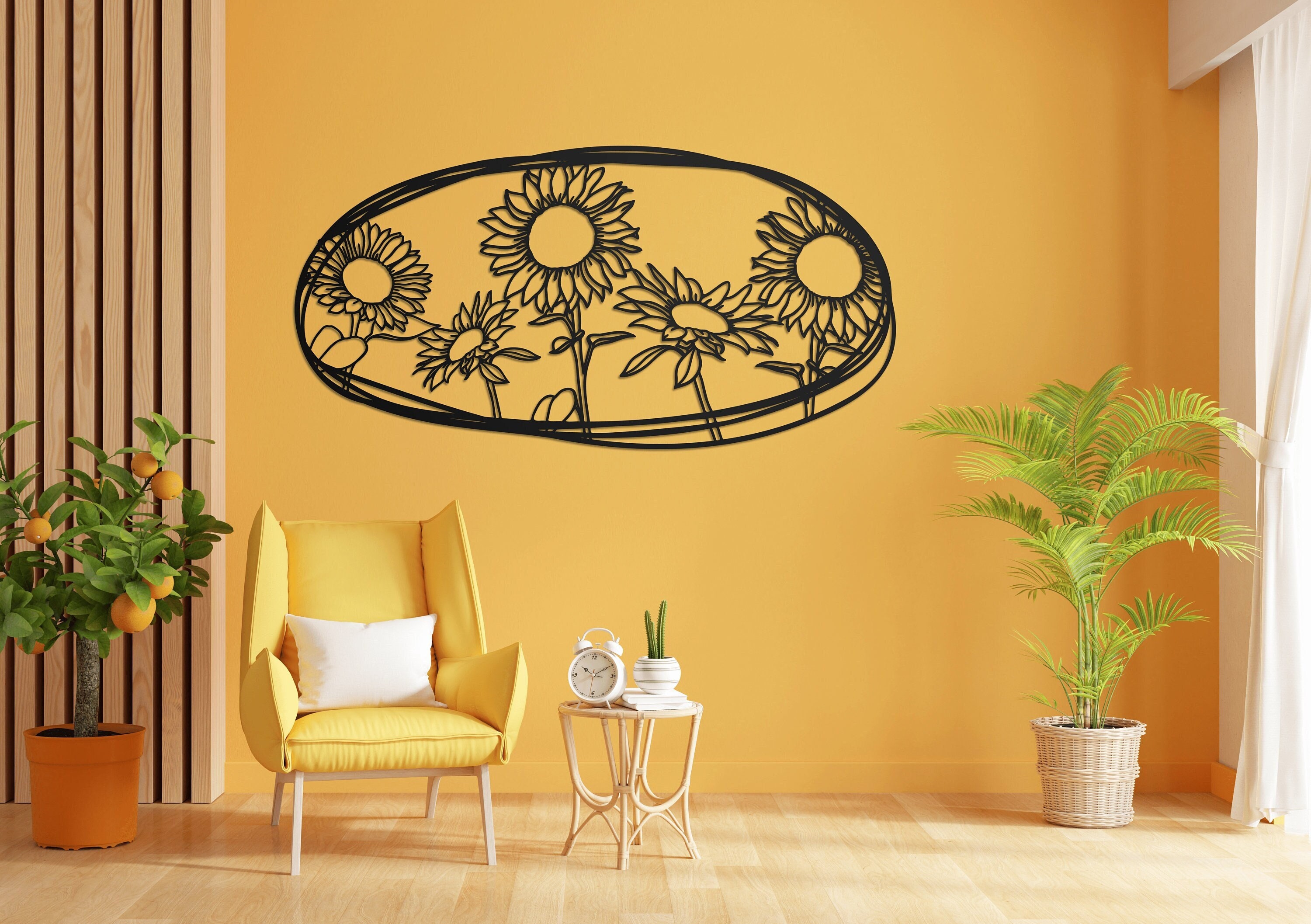 Sunflower Wall Art, Sunflower Metal Sign, Sunflower Field Wall Hanging ...