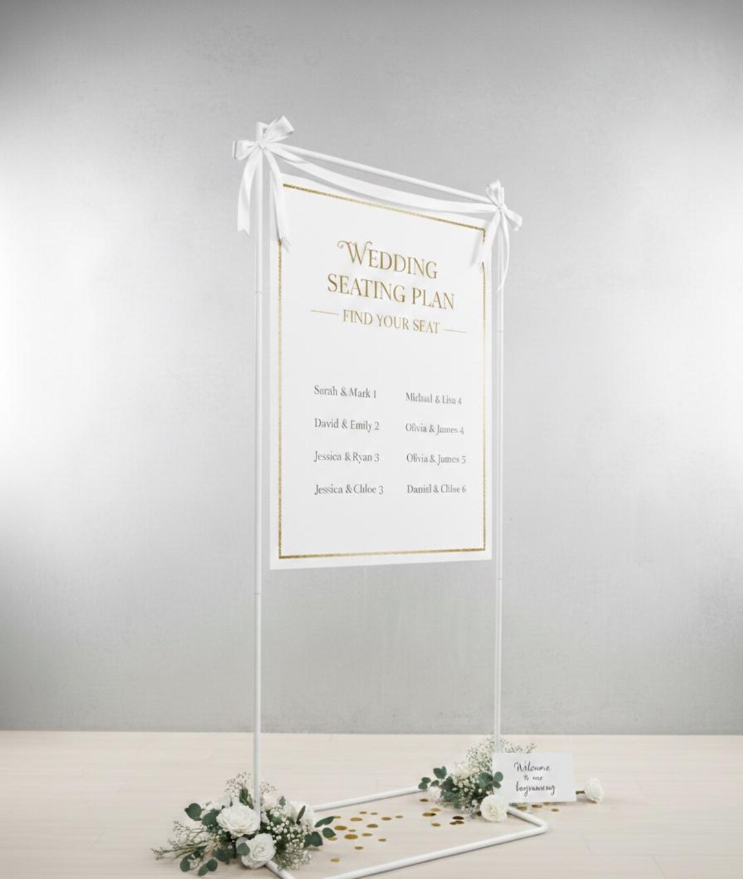 Metal Seating Chart Stand, Wedding Guest List Frame, Engagement Signage ...