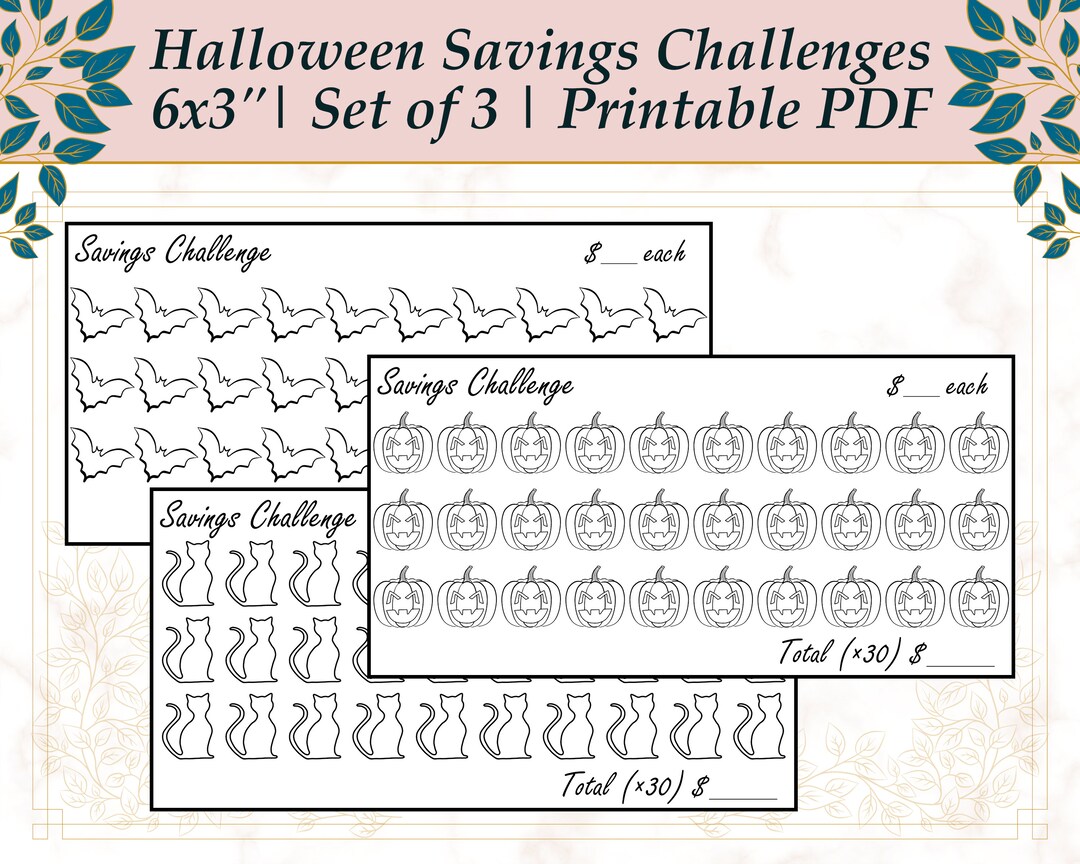Halloween Money Savings Challenge A6 Binders Bundle Set of 3 Cash ...