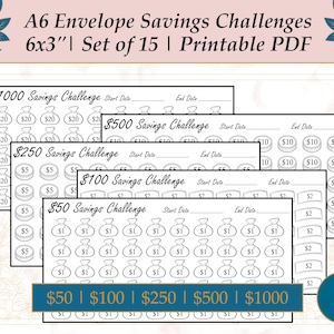 Money Savings Challenge Bundle Set of 15 3x6 Inch Fits A6 Binders ...