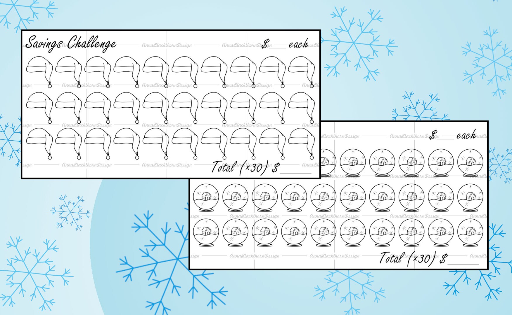 Christmas Money Savings Challenge Bundle Set of 10 6x3 Inch Fits A6 ...