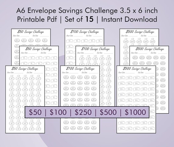 Money Savings Challenge Bundle Set of 15 3.5x6 Inch Fits - Etsy