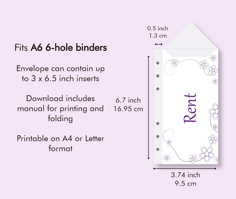 Planner Envelope Labeled Pocket Template | A6 Binder | DIY | Cash ...