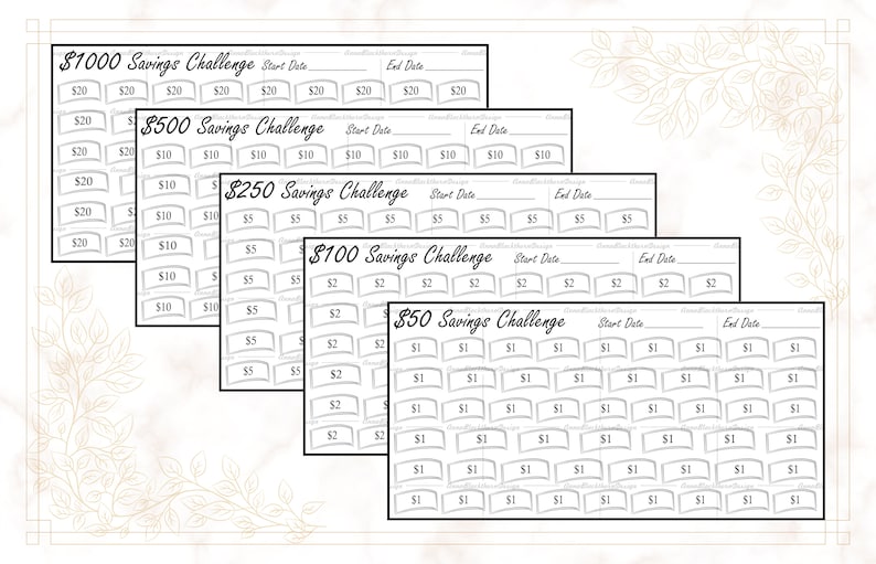 Money Savings Challenge Bundle Set of 15 3x6 Inch Fits A6 Binders ...