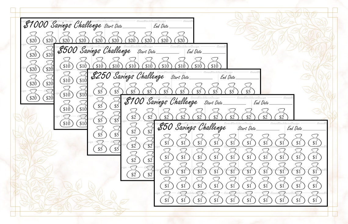 Money Savings Challenge Bundle Set of 15 3x6 Inch Fits A6 Binders ...