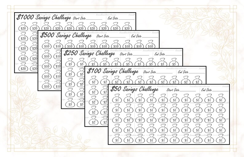 Money Savings Challenge Bundle Set of 15 3x6 Inch Fits A6 Binders ...