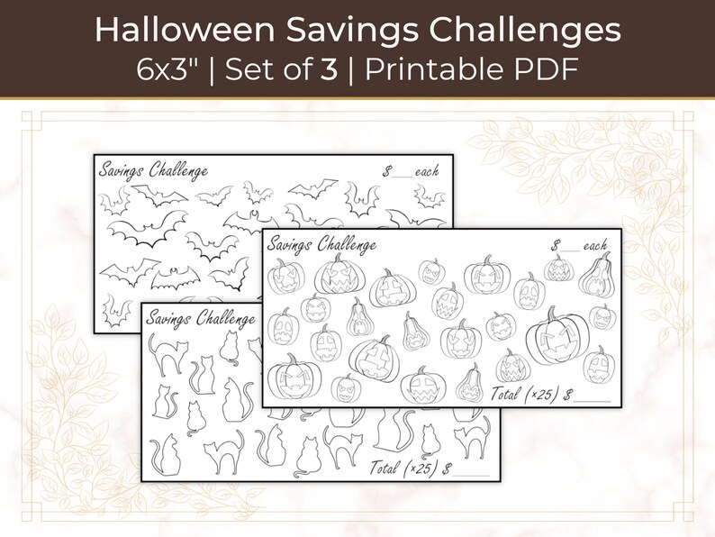Halloween Money Savings Challenge | A6 Binders | Bundle | Set of 3 ...