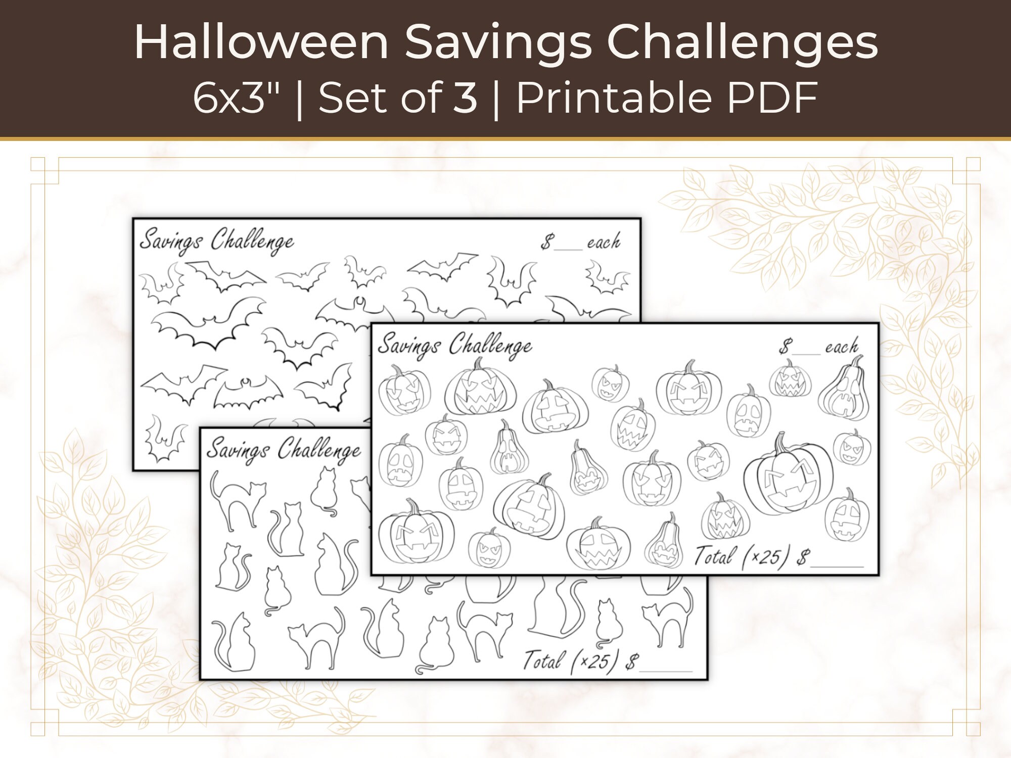 Halloween Money Savings Challenge A6 Binders Bundle Set of 3 Black and ...