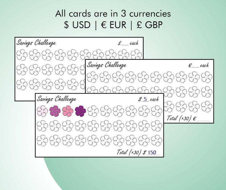 Money Savings Challenge Fits A6 Binders Usd/euro/gbp - Etsy