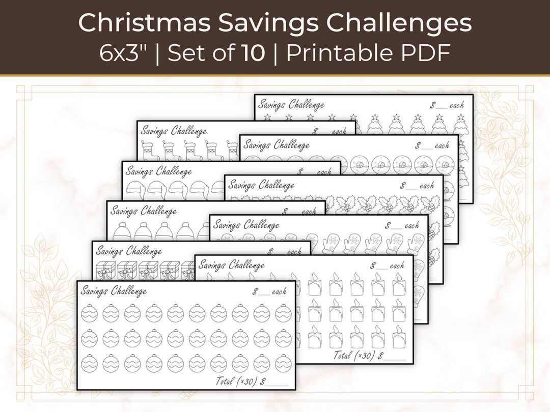 Christmas Money Savings Challenge Bundle | Set of 10 | 6x3 Inch | Fits ...