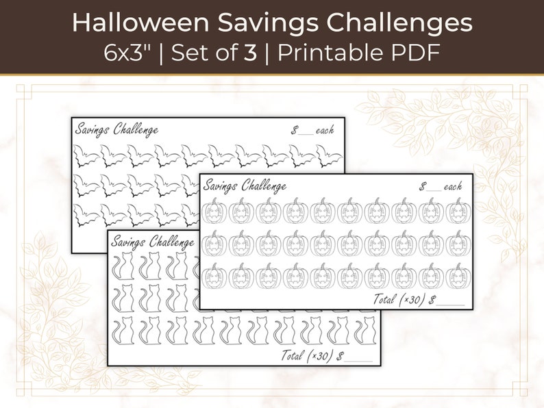 Halloween Money Savings Challenge | A6 Binders | Bundle | Set of 3 ...