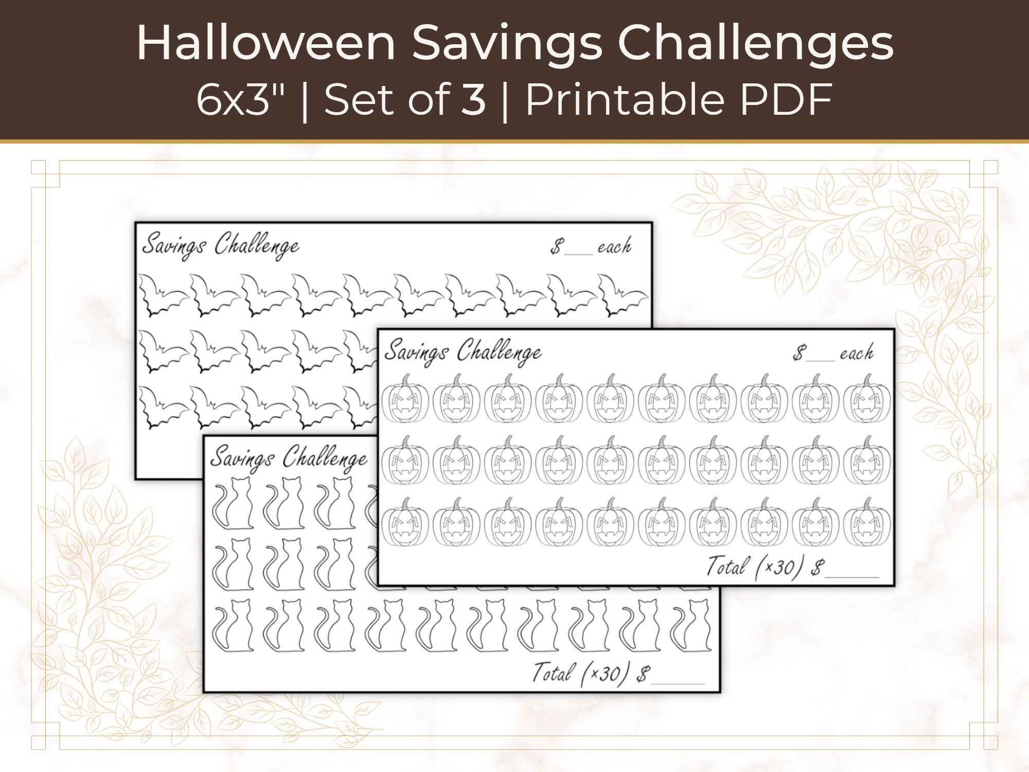 Halloween Money Savings Challenge | A6 Binders | Bundle | Set of 3 ...