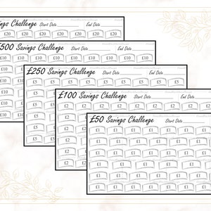 GBP Money Savings Challenge Bundle | Pounds | Set of 15 | 3x6 Inch ...